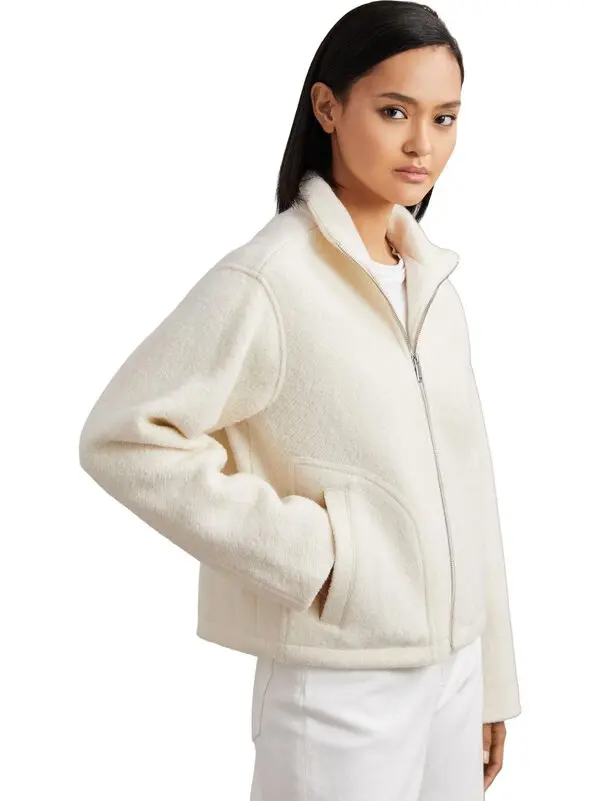 REISS Darrion Wool Felted Jacket - Cream