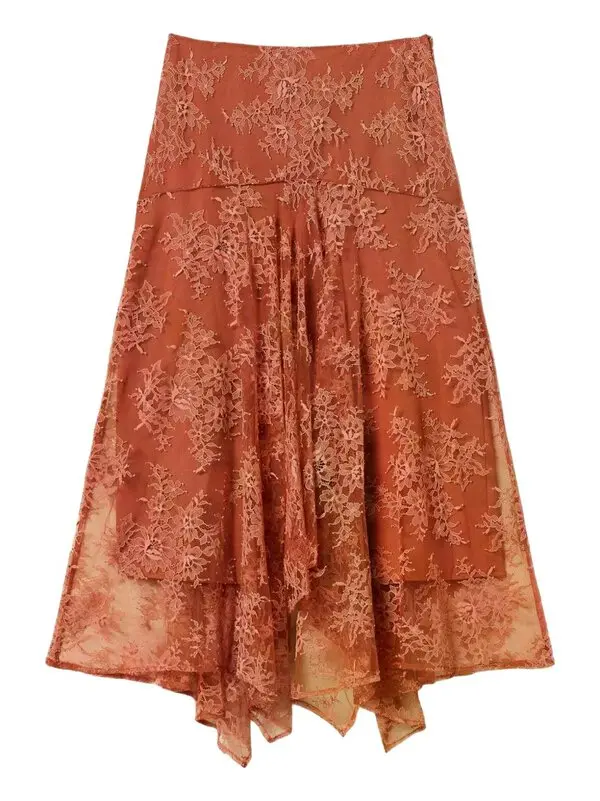 TWINSET Lace Asymmetric Mini Skirt - Orange