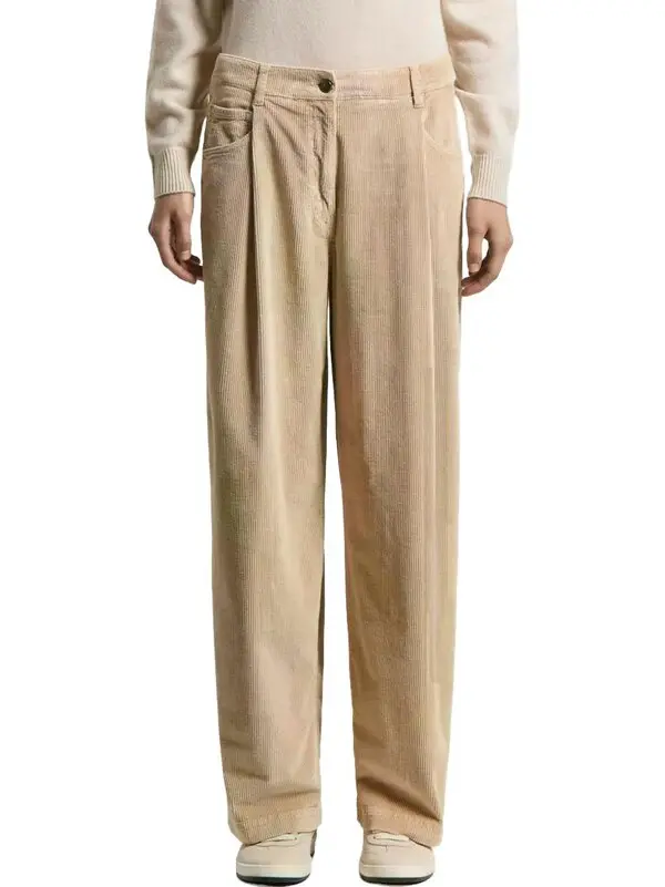Peserico Pleated Corduroy Trousers - Neutrals