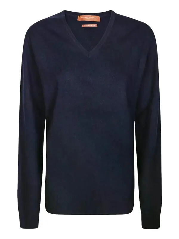 DANIELE FIESOLI V-neck Long Sleeve Sweater - Blue