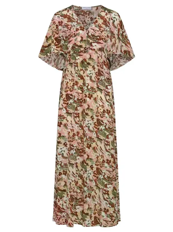 MARINELLA PICCINNO Lucia Printed Silk Dress - Brown