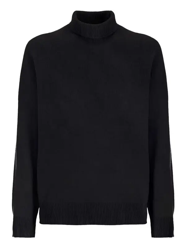 LANEUS Turtleneck Ribbed-cuff Sweater - Black