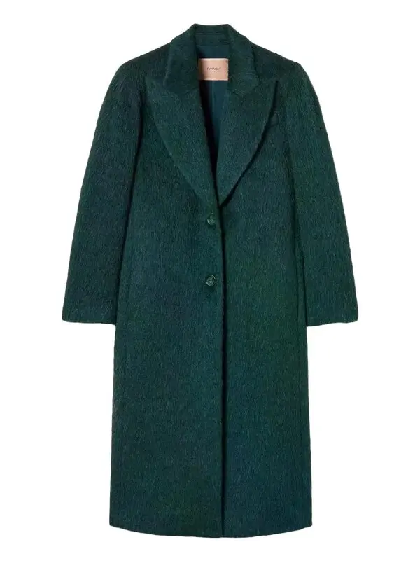 TWINSET Wool Blend Single-breasted Coat - Green