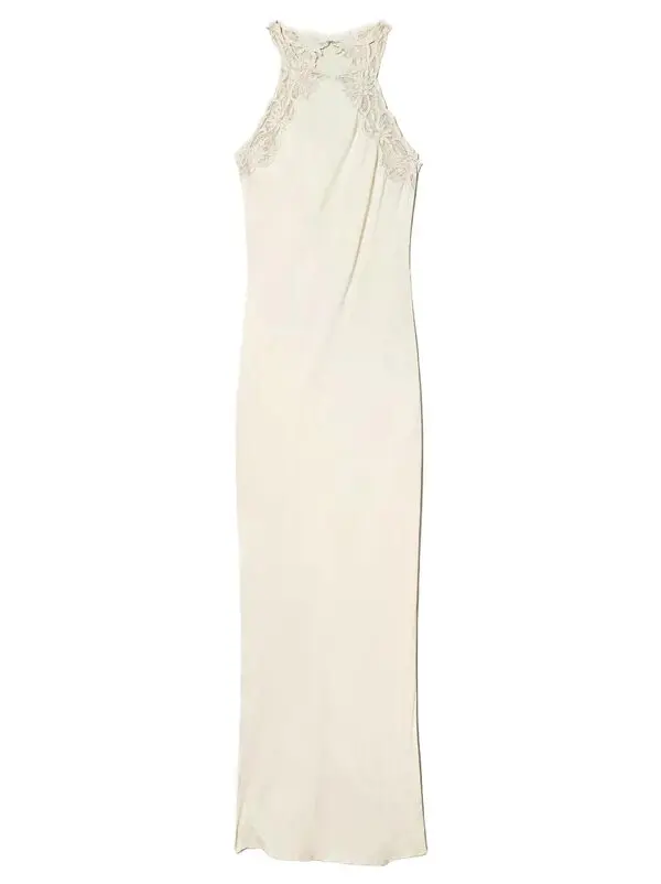 TWINSET Lace-embellished Satin Gown - White
