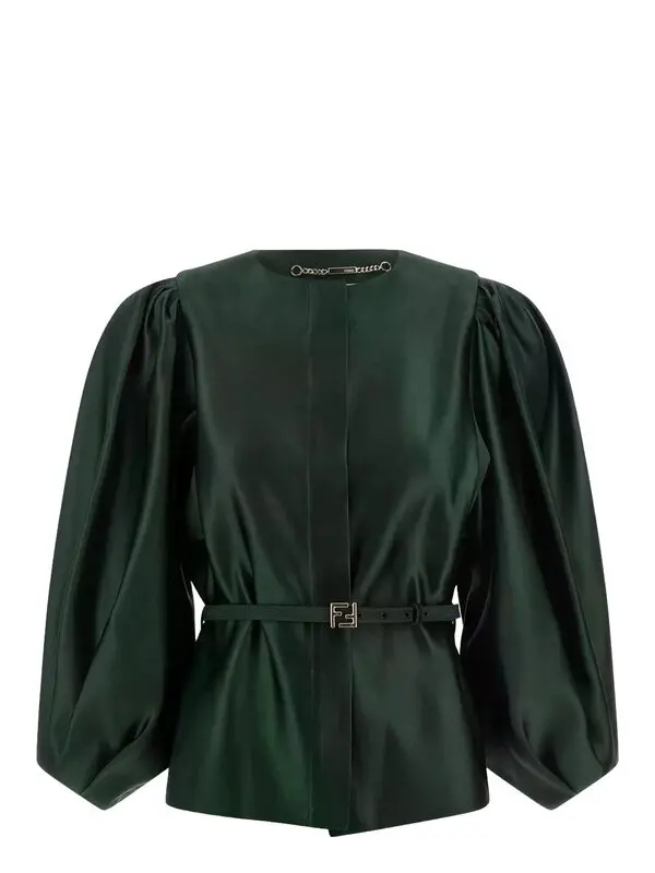 Fendi Balloon-sleeve Belted Blazer - Green