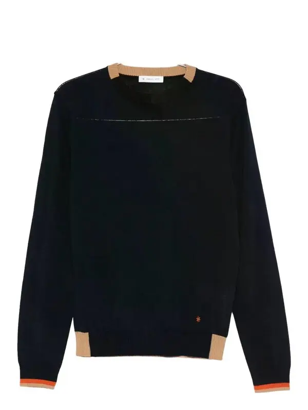 MANUEL RITZ Contrast-trim Wool-blend Sweater - Blue