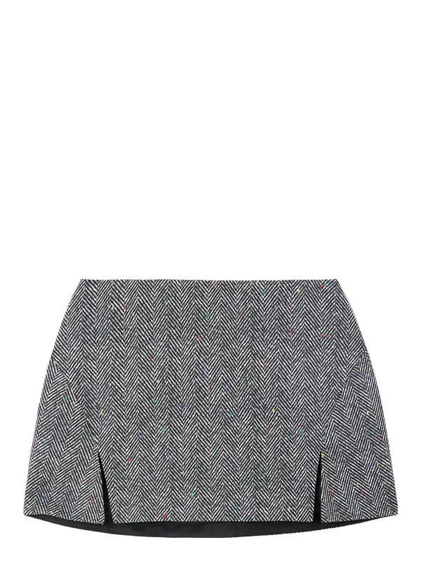 Givenchy Paneled Herringbone Cotton-twill Mini Skirt - Gray