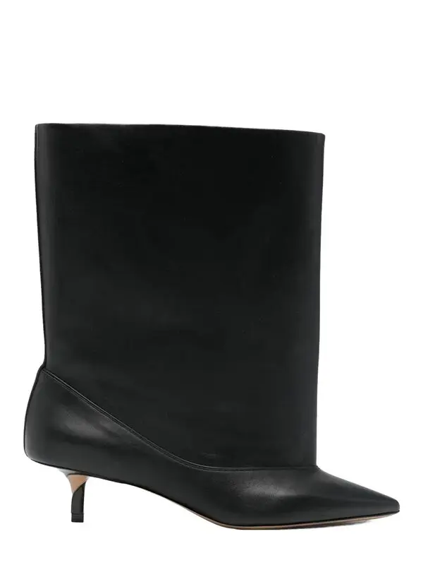 Jacquemus 45mm Pointed-toe Kitten-heel Boots - Black