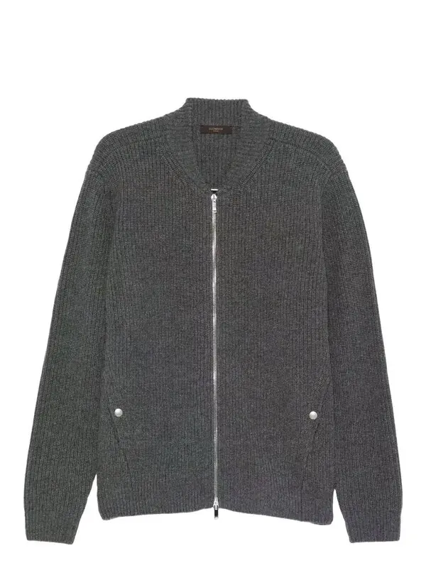ZANONE Ribbed Zip-up Cardigan - Grey