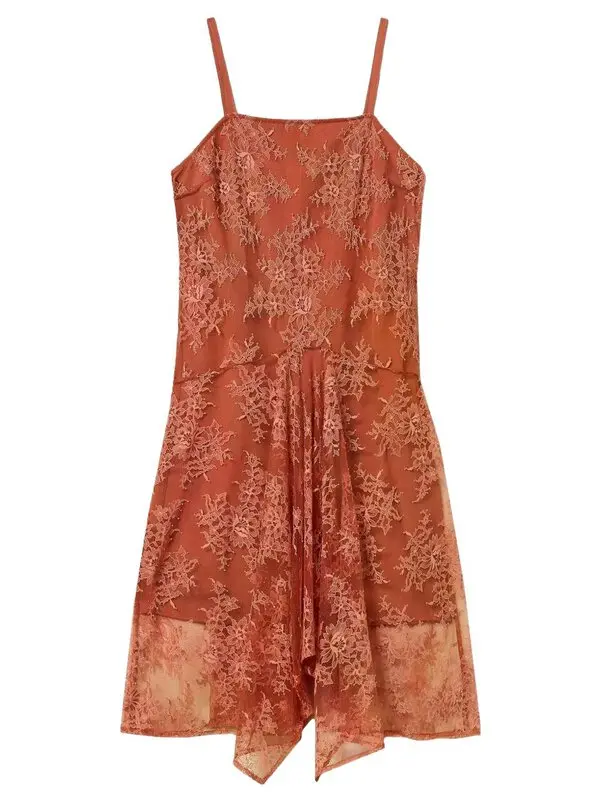 TWINSET Floral Lace Midi Dress - Orange