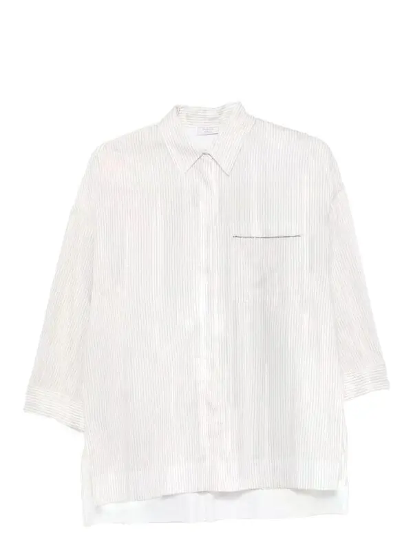 Peserico Pinstripe Pocket Shirt - Neutrals