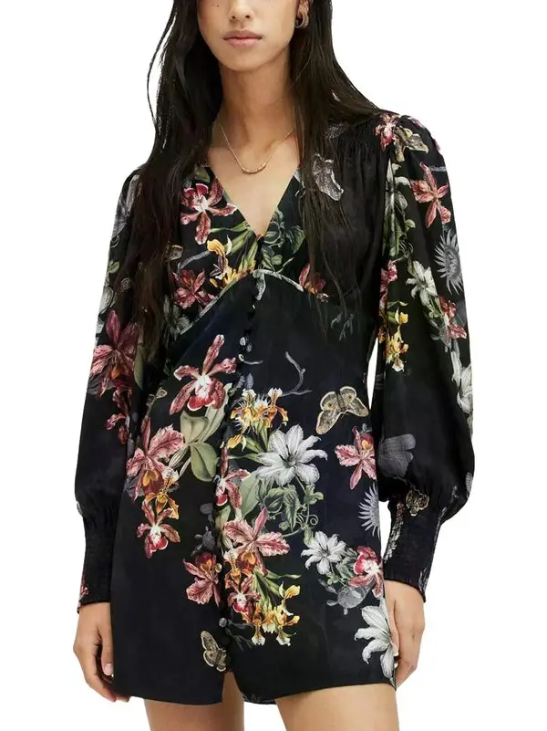 ALLSAINTS Auden Floral-print Dress - Black
