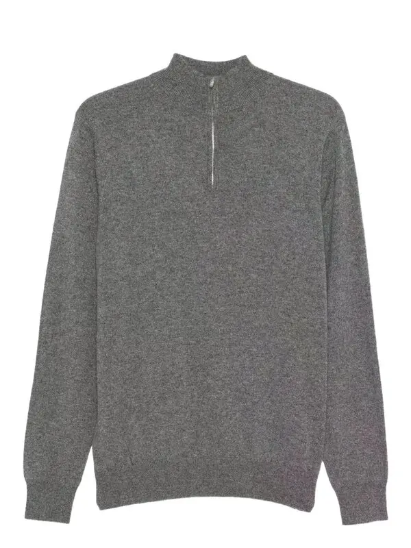 Soft Goat Zip-up Sweater - Grey