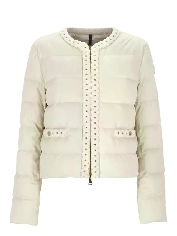 Moncler Quilted Jacket With Braided Trim - Neutrals