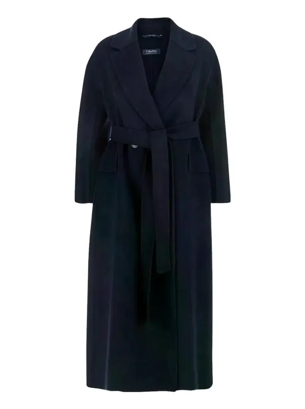 Max Mara Belted Double-breasted Coat - Blue