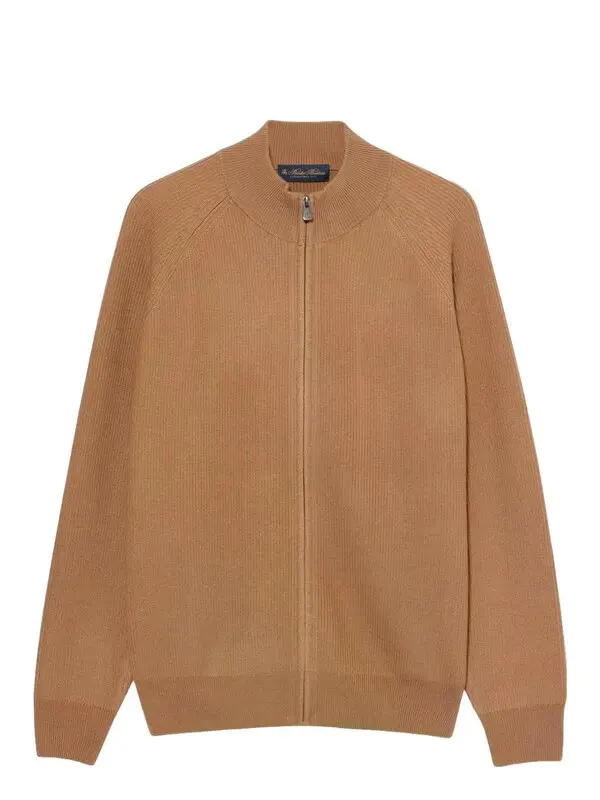 Brooks Brothers Wool Zip-up Cardigan - Brown