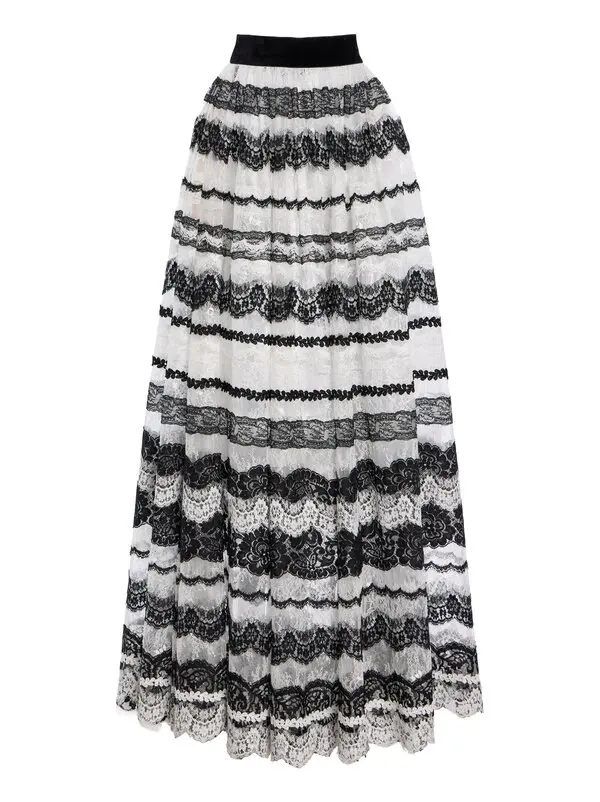 Carolina Herrera Lace Maxi Skirt - Black,white