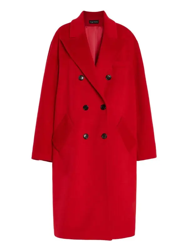 SERGIO HUDSON Oversized Double-breasted Wool-cashmere Coat - Red