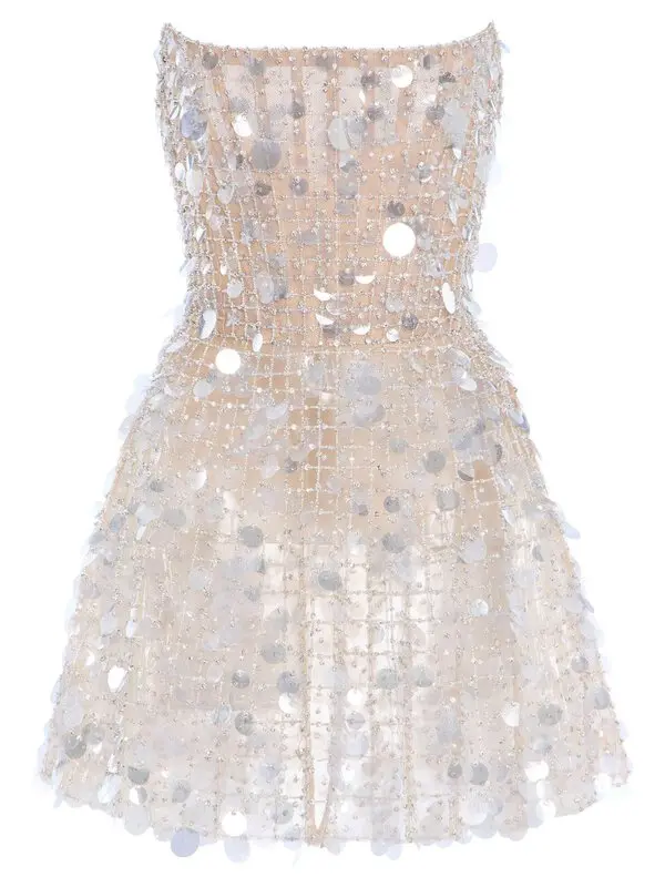 Carolina Herrera Paillette-embellished Mini Dress - Nude