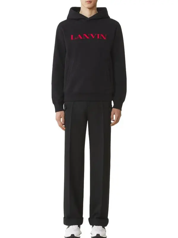 LANVIN Embroidered Cotton Hoodie - Black
