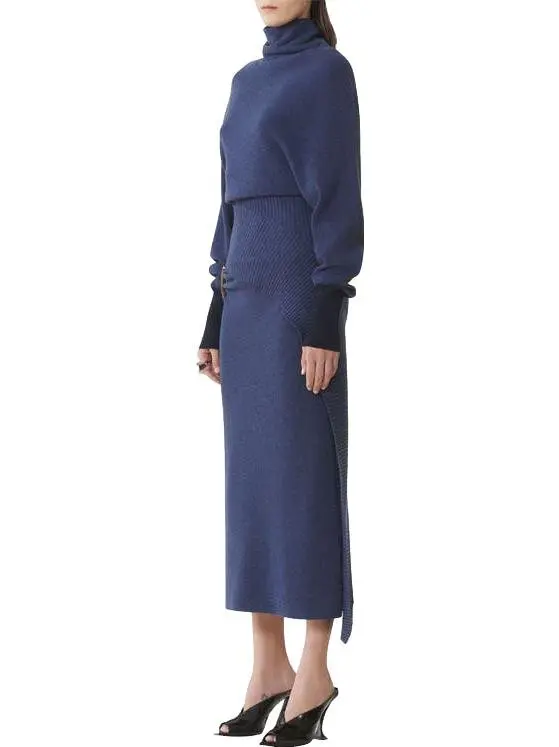 LANVIN Wool And Cashmere Midi Dress - Indigo