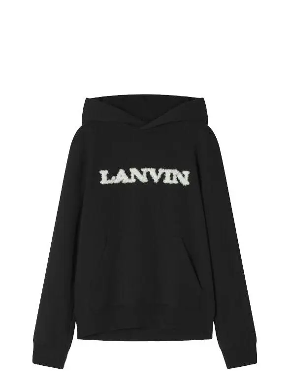LANVIN Shearling Logo Hoodie - Black