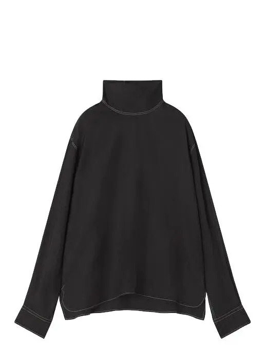 LANVIN Silk High Neck Top - Black