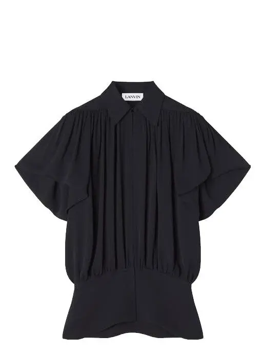 LANVIN Silk Georgette Top - Black Navy