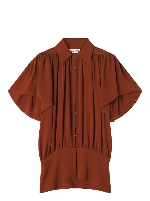 LANVIN Silk Georgette Top - Chestnuts