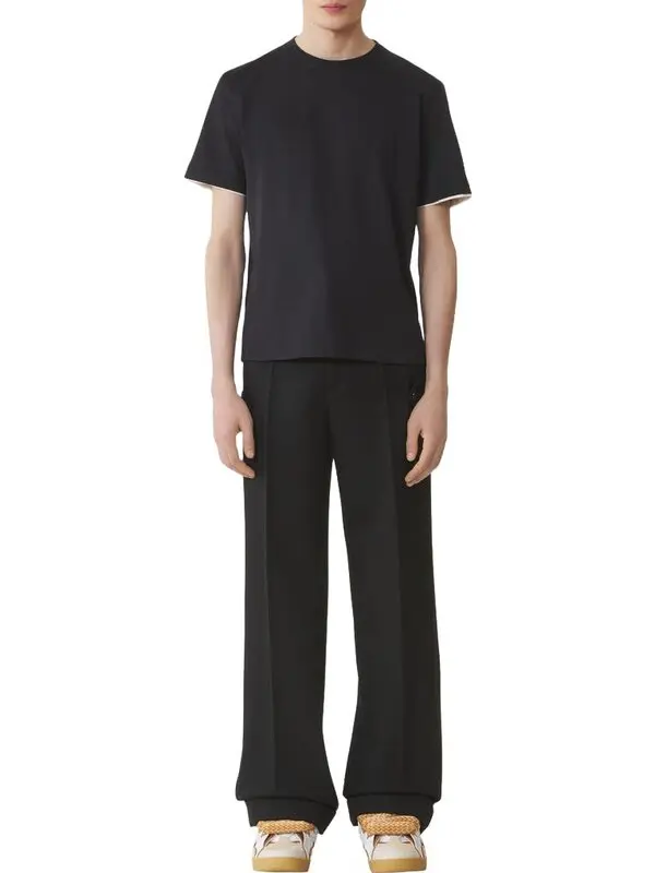 LANVIN Cotton T-shirt With Silk Detail - Black