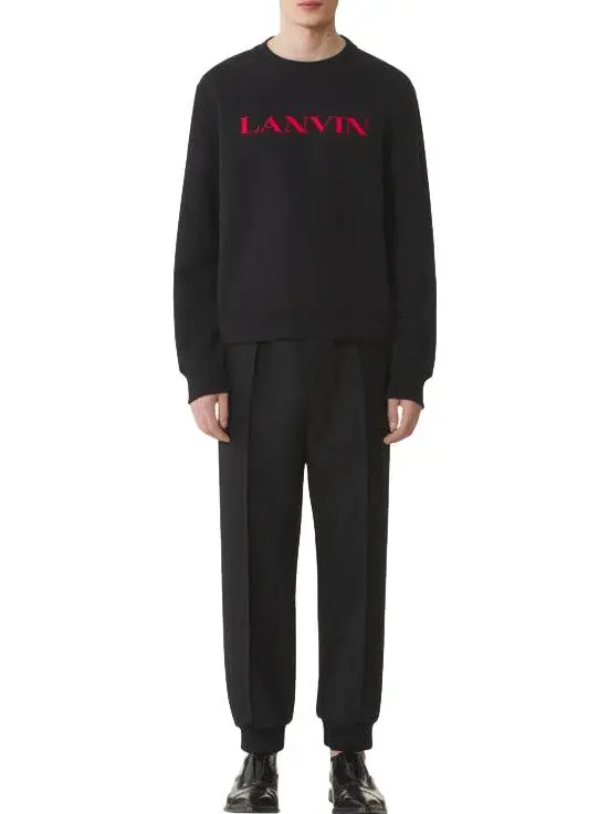 LANVIN Embroidered Cotton Fleece Sweatshirt - Black