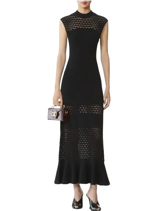 LANVIN Lace Detail Viscose Dress - Black