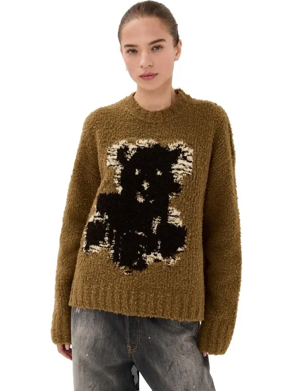 Acne Studios Teddy Animation Crewneck Sweater - Khaki Beige