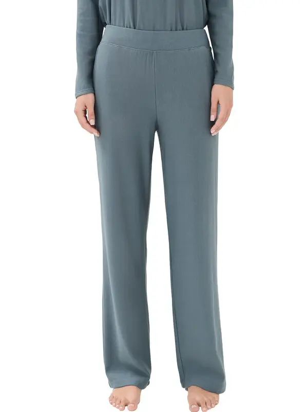 Eberjey Straight-leg Fleece Pants - Stone Blue