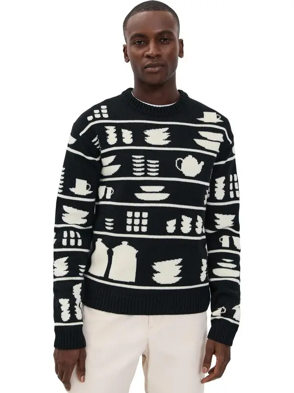JW Anderson Crockery Jacquard Sweater - Black/white