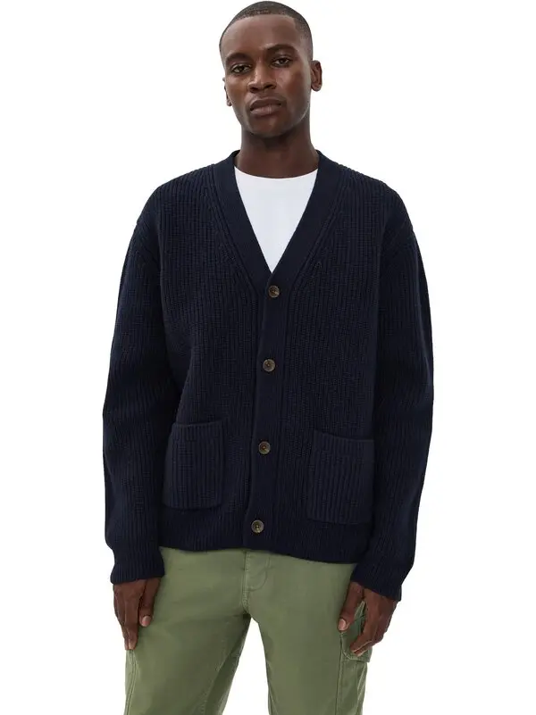 WAX LONDON Walker Rib Stitch Cardigan - Navy
