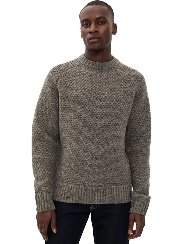 Taylor Stitch Fisherman Wool Sweater - Taupe Merino