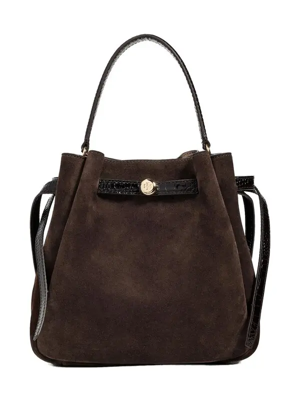 Tory Burch Romy Suede Bucket Bag - Dark Cocoa