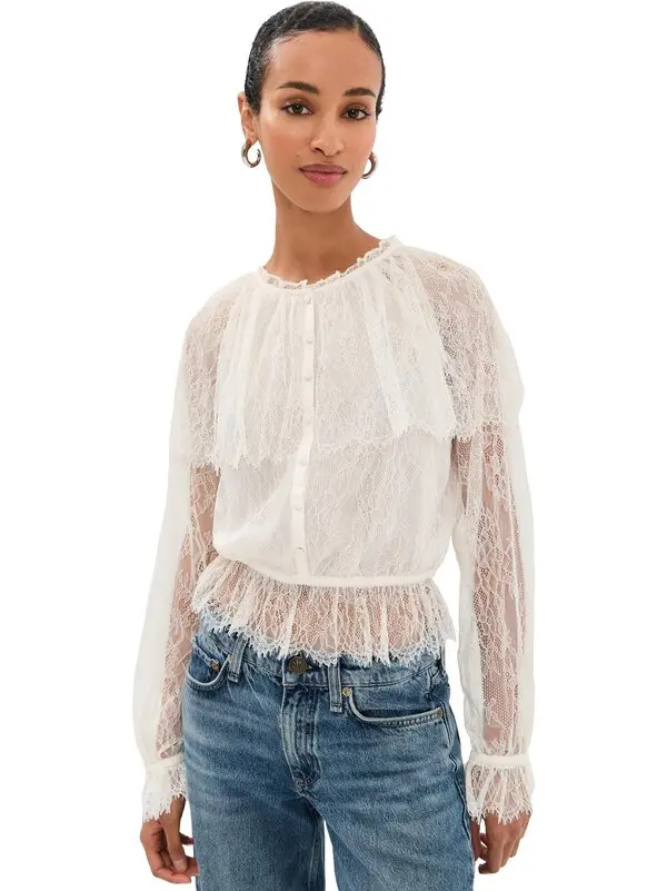 Cami Nyc Vitoria Lace Blouse - Macadamia