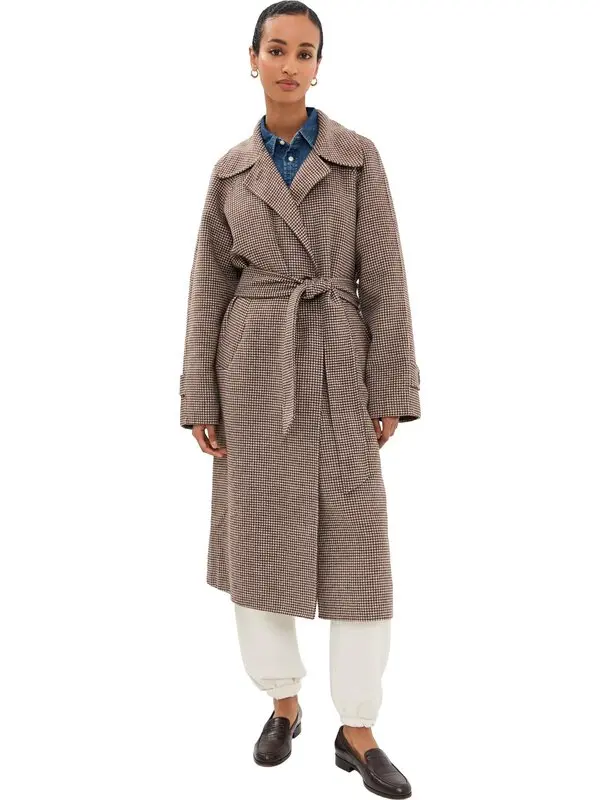 Varley Tomlinson Belted Long Coat - Deep Taupe/sandshell Micro