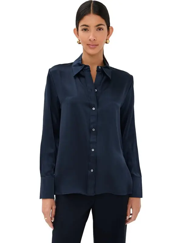 TWP Joey Button-down Silk Top - Midnight
