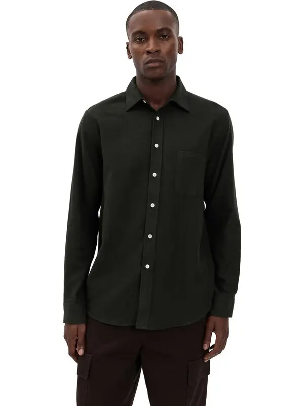 Portuguese Flannel Teca 2.0 Brushed Flannel Button Down Shirt - Forest Green
