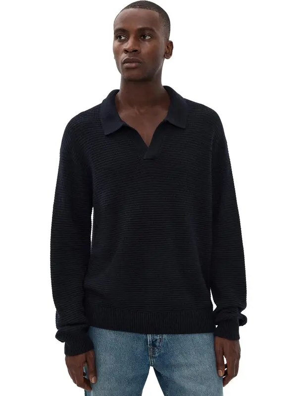 FRAME Textured Wool Cashmere Sweater - Dark Navy