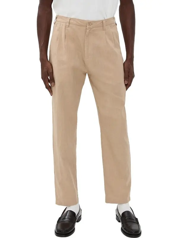 QUIET GOLF Trouser Linen Pants - Tan