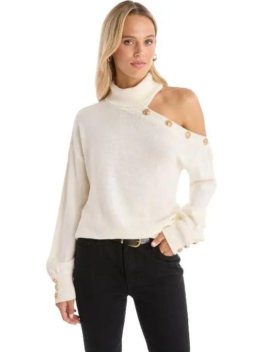 THE NOLI SHOP Bridgette Button Sweater - Pearl