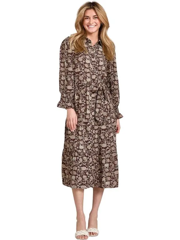 TAYLOR TILLMAN Alice Tiered Midi Dress - Cocoa Garden