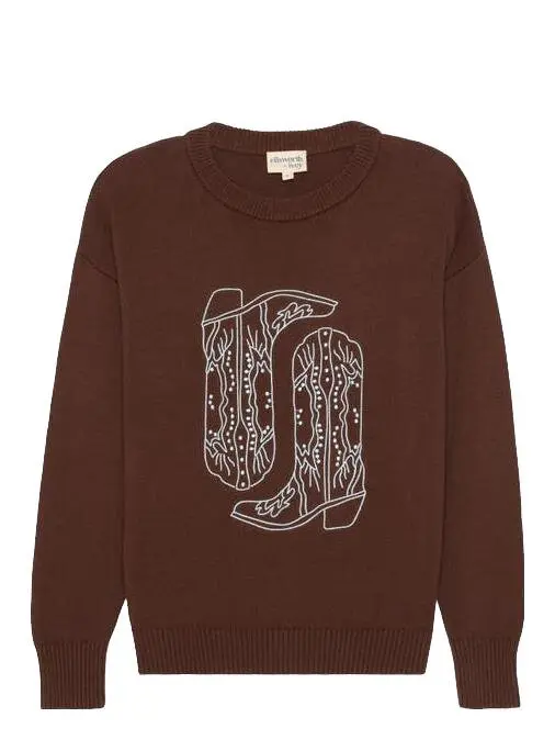 ELLSWORTH + IVEY Riley Crewneck Sweater Cowgirl Boots - Brown