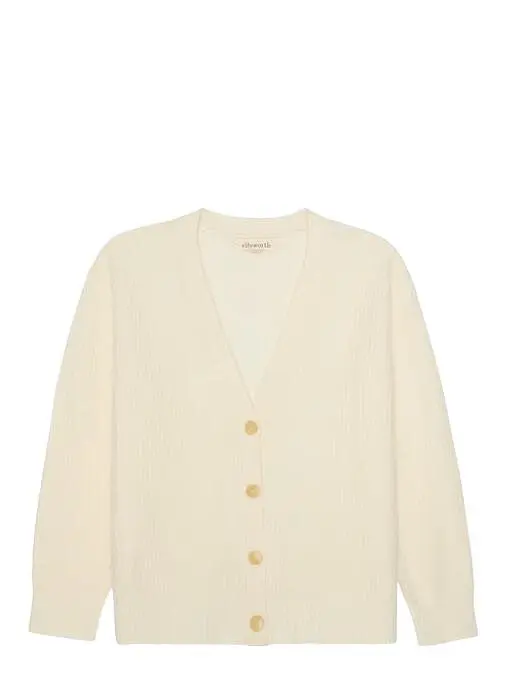 ELLSWORTH + IVEY Lilah V-neck Cashmere Cardigan - Ivory
