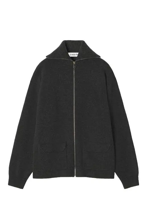 LANVIN Cashmere Zip-up Cardigan - Heather Grey
