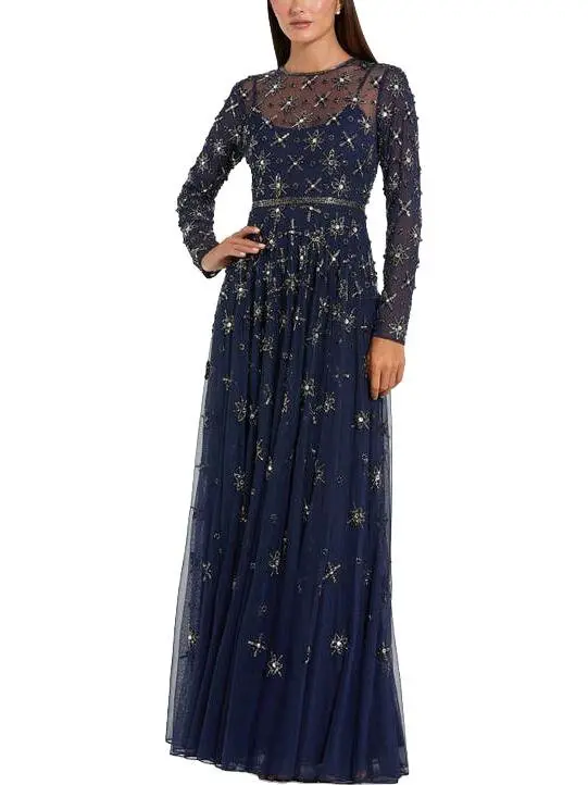 Mac Duggal Crystal Embellished Evening Gown - Midnight
